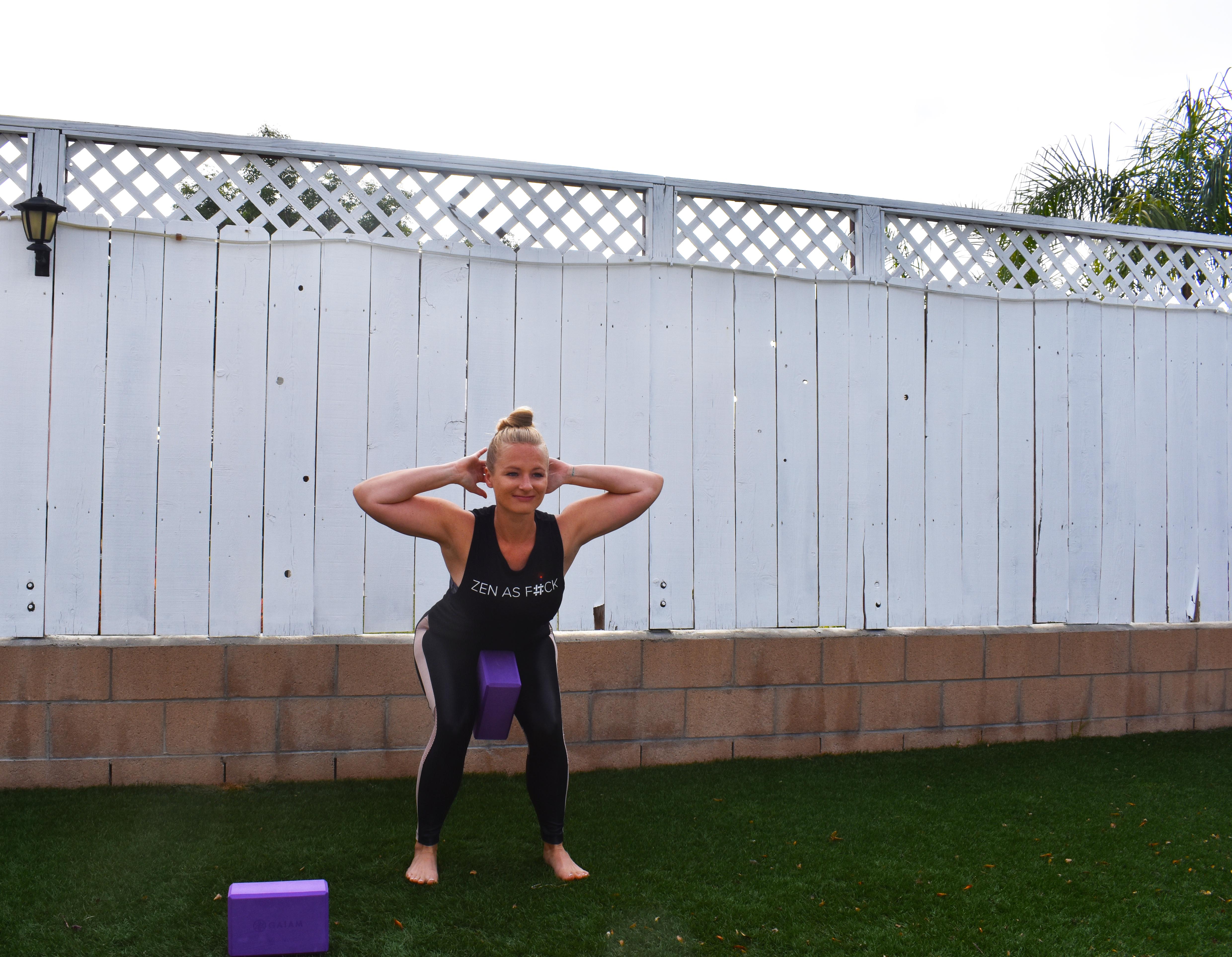 Yoga block workout-squat • Foodie Loves Fitness